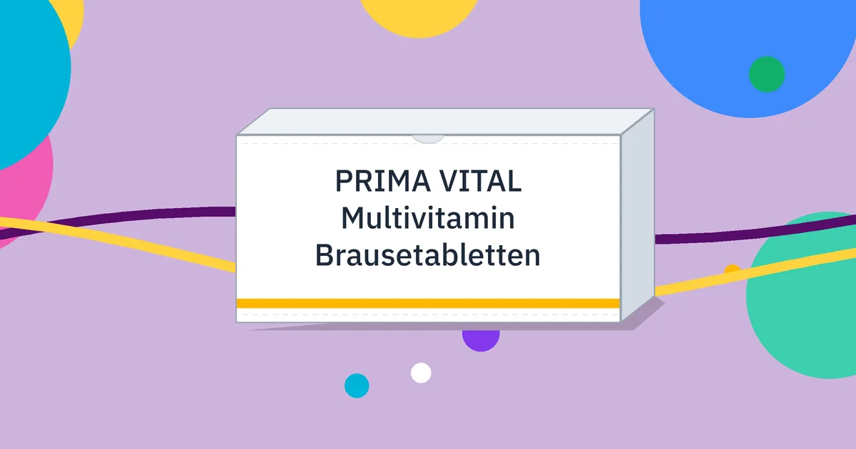 Symbolbild: Packung mit der Aufschrift PRIMA VITAL Multivitamin Brausetabletten (PZN 02945058) – Verfügbarkeit und Bezug in Apotheken in Frankfurt am Main