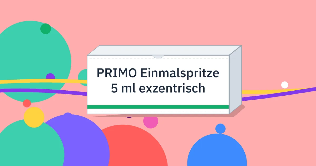 Symbolbild: Packung mit der Aufschrift PRIMO Einmalspritze 5 ml exzentrisch (PZN 02363824) – Verfügbarkeit und Bezug in Apotheken in Frankfurt am Main