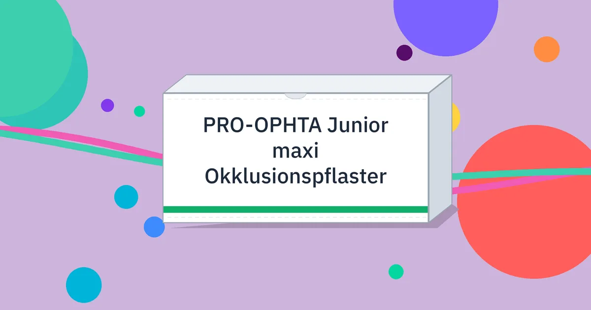 Symbolbild: Packung mit der Aufschrift PRO-OPHTA Junior maxi Okklusionspflaster (PZN 01497681) – Verfügbarkeit und Bezug in Apotheken in Frankfurt am Main