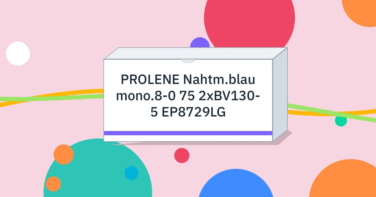 Symbolbild: Packung mit der Aufschrift PROLENE Nahtm.blau mono.8-0 75 2xBV130-5 EP8729LG (PZN 20895542) – Verfügbarkeit und Bezug in Apotheken in Frankfurt am Main