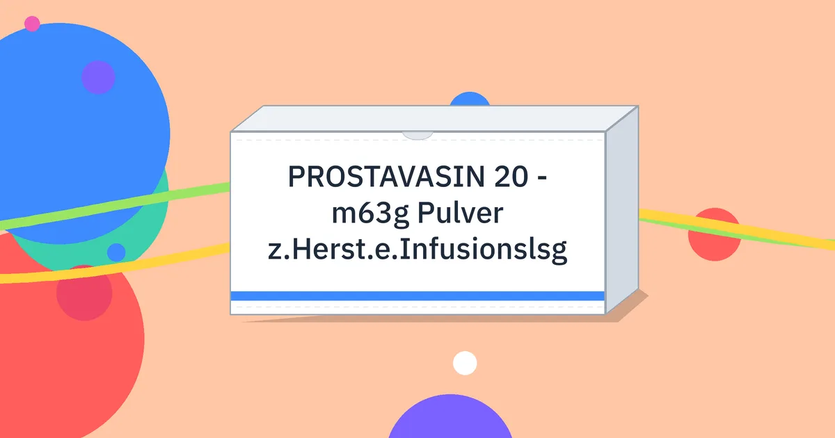 Symbolbild: Packung mit der Aufschrift PROSTAVASIN 20 -m63g Pulver z.Herst.e.Infusionslsg (PZN 04762818) – Verfügbarkeit und Bezug in Apotheken in Frankfurt am Main