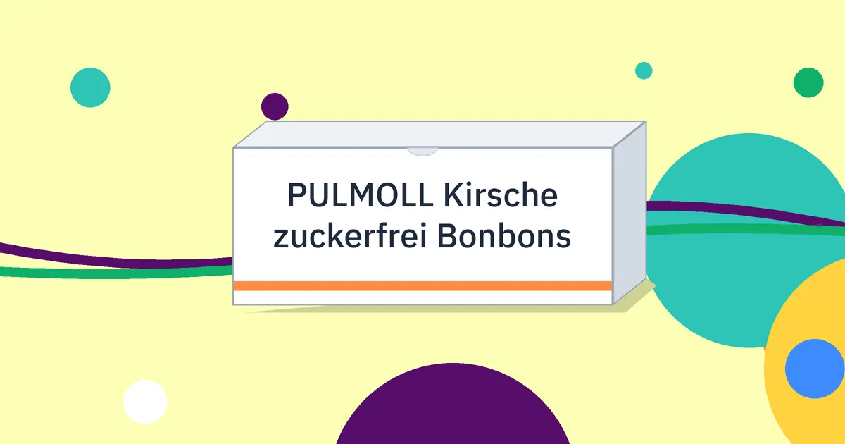 Symbolbild: Packung mit der Aufschrift PULMOLL Kirsche zuckerfrei Bonbons (PZN 03342623) – Verfügbarkeit und Bezug in Apotheken in Frankfurt am Main