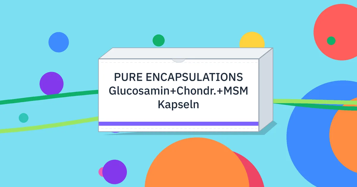 Symbolbild: Packung mit der Aufschrift PURE ENCAPSULATIONS Glucosamin+Chondr.+MSM Kapseln (PZN 06552278) – Verfügbarkeit und Bezug in Apotheken in Frankfurt am Main