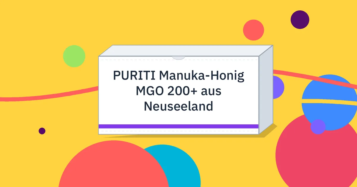 Symbolbild: Packung mit der Aufschrift PURITI Manuka-Honig MGO 200+ aus Neuseeland (PZN 15891714) – Verfügbarkeit und Bezug in Apotheken in Frankfurt am Main