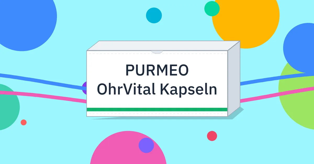 Symbolbild: Packung mit der Aufschrift PURMEO OhrVital Kapseln (PZN 20361349) – Verfügbarkeit und Bezug in Apotheken in Frankfurt am Main
