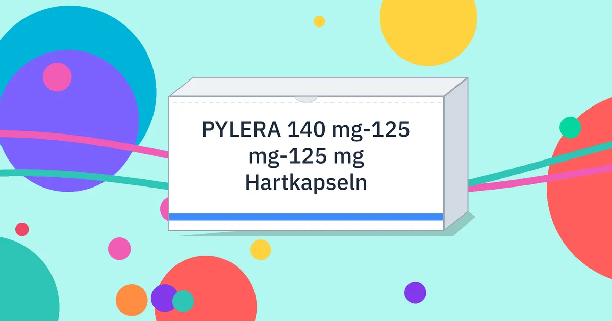 Symbolbild: Packung mit der Aufschrift PYLERA 140 mg-125 mg-125 mg Hartkapseln (PZN 12425182) – Verfügbarkeit und Bezug in Apotheken in Frankfurt am Main