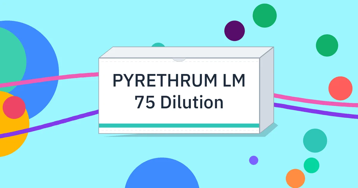Symbolbild: Packung mit der Aufschrift PYRETHRUM LM 75 Dilution (PZN 13672037) – Verfügbarkeit und Bezug in Apotheken in Frankfurt am Main