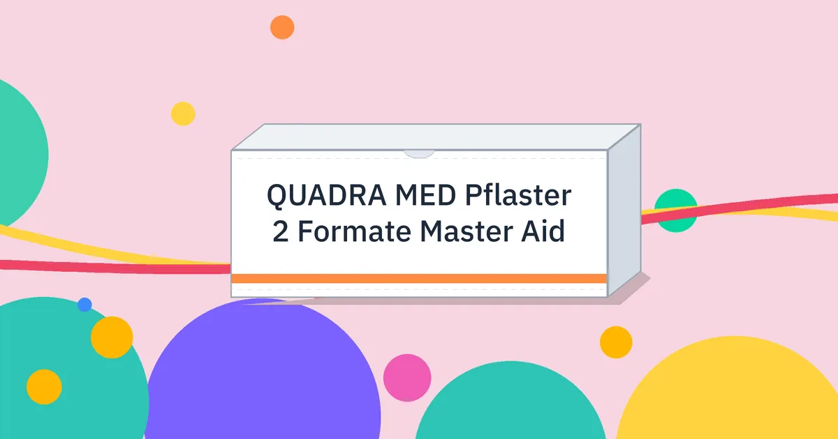Symbolbild: Packung mit der Aufschrift QUADRA MED Pflaster 2 Formate Master Aid (PZN 00624203) – Verfügbarkeit und Bezug in Apotheken in Frankfurt am Main