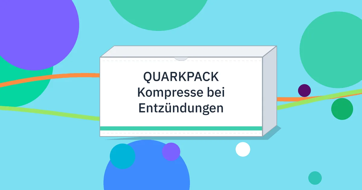 Symbolbild: Packung mit der Aufschrift QUARKPACK Kompresse bei Entzündungen (PZN 06434863) – Verfügbarkeit und Bezug in Apotheken in Frankfurt am Main