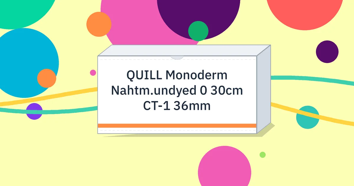 Symbolbild: Packung mit der Aufschrift QUILL Monoderm Nahtm.undyed 0 30cm CT-1 36mm (PZN 17987832) – Verfügbarkeit und Bezug in Apotheken in Frankfurt am Main