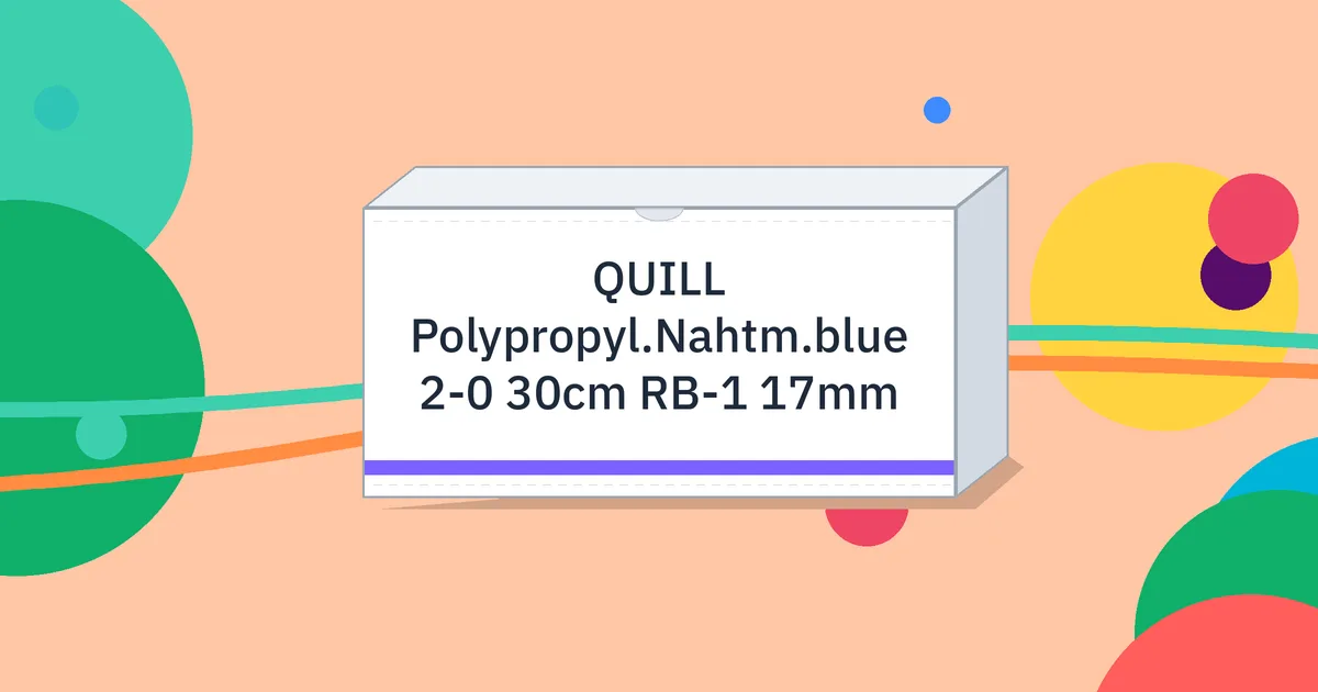 Symbolbild: Packung mit der Aufschrift QUILL Polypropyl.Nahtm.blue 2-0 30cm RB-1 17mm (PZN 17991093) – Verfügbarkeit und Bezug in Apotheken in Frankfurt am Main