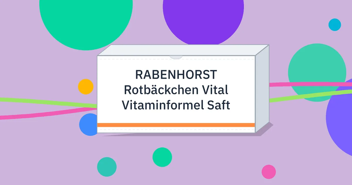 Symbolbild: Packung mit der Aufschrift RABENHORST Rotbäckchen Vital Vitaminformel Saft (PZN 18169691) – Verfügbarkeit und Bezug in Apotheken in Frankfurt am Main