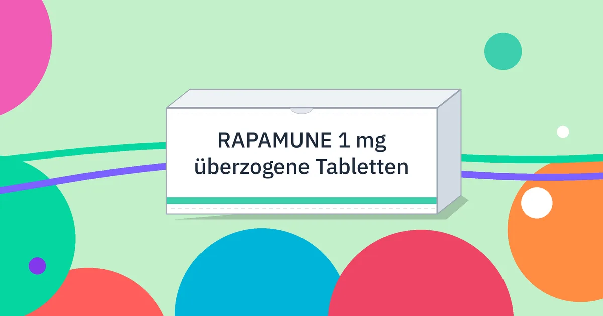 Symbolbild: Packung mit der Aufschrift RAPAMUNE 1 mg überzogene Tabletten (PZN 11523190) – Verfügbarkeit und Bezug in Apotheken in Frankfurt am Main