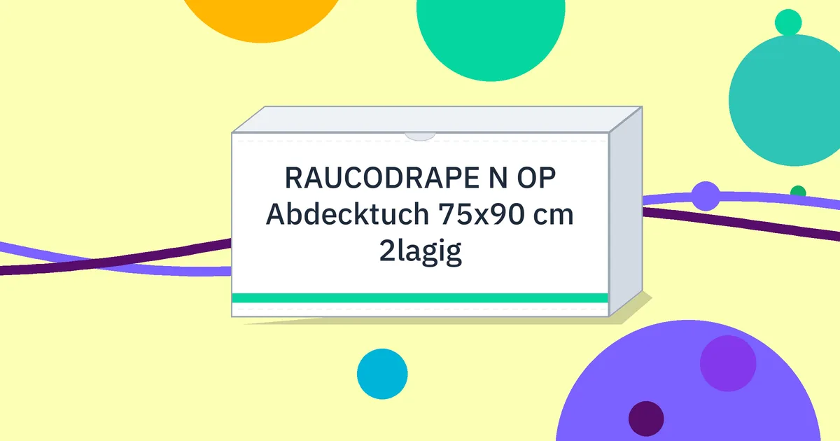 Symbolbild: Packung mit der Aufschrift RAUCODRAPE N OP Abdecktuch 75x90 cm 2lagig (PZN 06162005) – Verfügbarkeit und Bezug in Apotheken in Frankfurt am Main