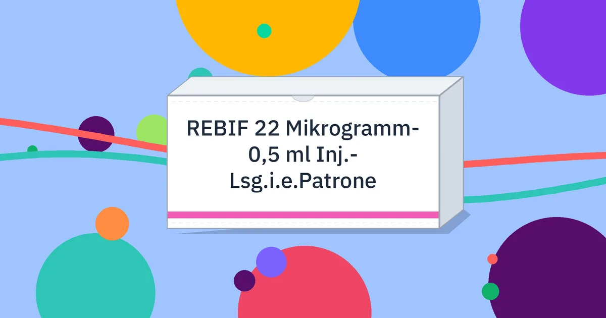 Symbolbild: Packung mit der Aufschrift REBIF 22 Mikrogramm-0,5 ml Inj.-Lsg.i.e.Patrone (PZN 06572051) – Verfügbarkeit und Bezug in Apotheken in Frankfurt am Main