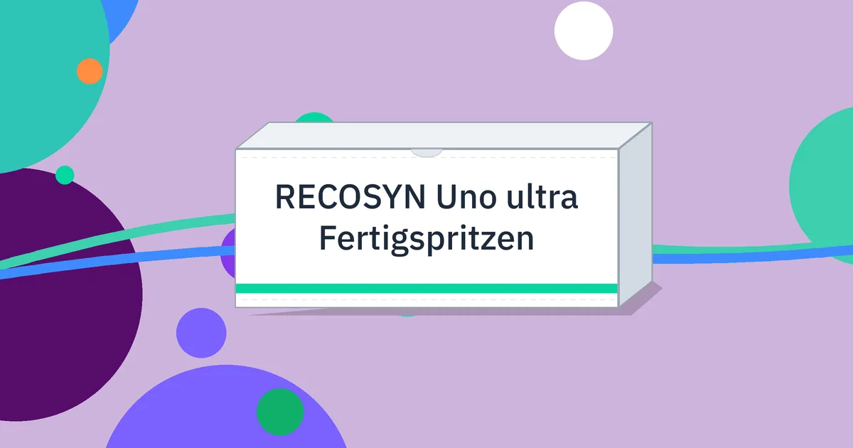 Symbolbild: Packung mit der Aufschrift RECOSYN Uno ultra Fertigspritzen (PZN 13358298) – Verfügbarkeit und Bezug in Apotheken in Frankfurt am Main