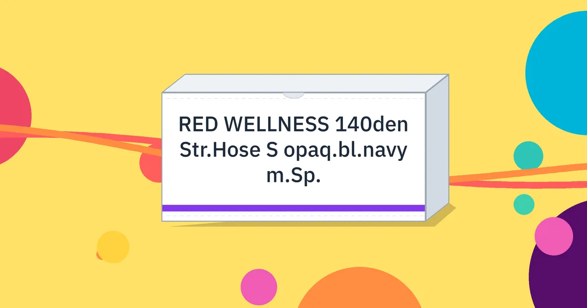 Symbolbild: Packung mit der Aufschrift RED WELLNESS 140den Str.Hose S opaq.bl.navy m.Sp. (PZN 16176184) – Verfügbarkeit und Bezug in Apotheken in Frankfurt am Main