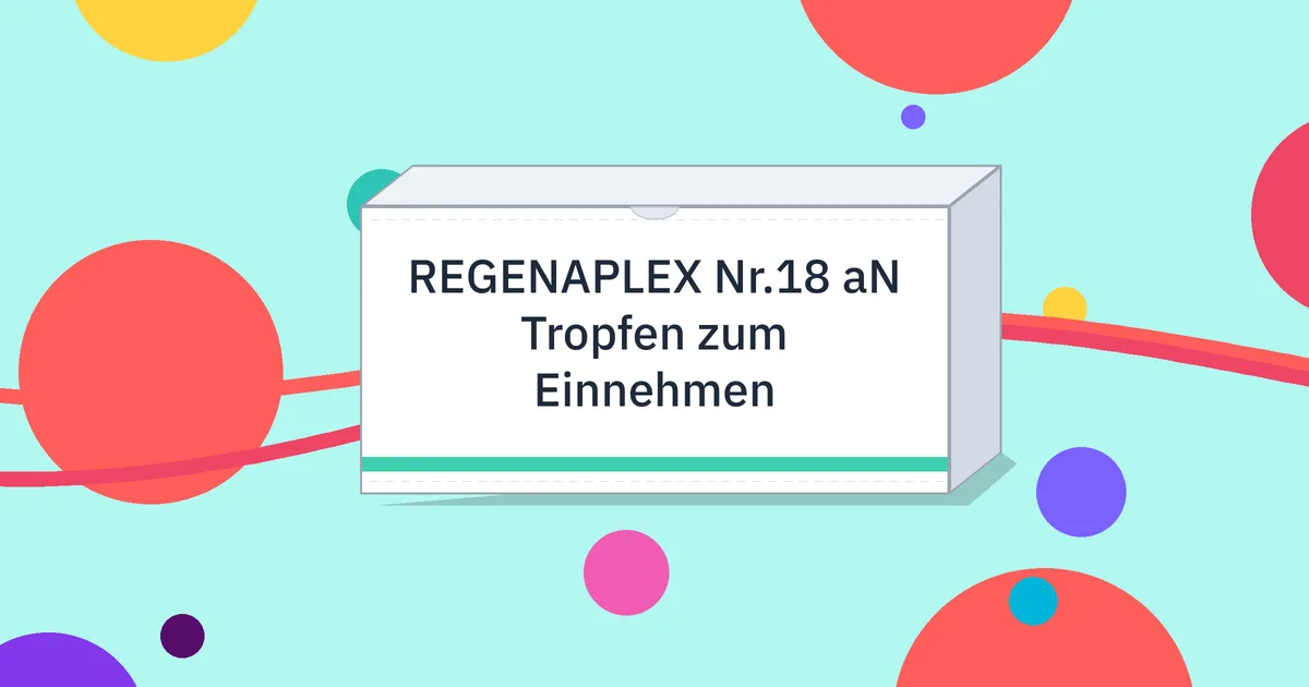 Symbolbild: Packung mit der Aufschrift REGENAPLEX Nr.18 aN Tropfen zum Einnehmen (PZN 03913103) – Verfügbarkeit und Bezug in Apotheken in Frankfurt am Main