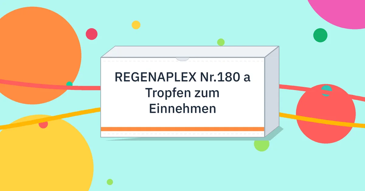 Symbolbild: Packung mit der Aufschrift REGENAPLEX Nr.180 a Tropfen zum Einnehmen (PZN 07137601) – Verfügbarkeit und Bezug in Apotheken in Frankfurt am Main