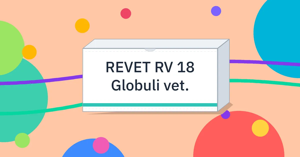 Symbolbild: Packung mit der Aufschrift REVET RV 18 Globuli vet. (PZN 08762666) – Verfügbarkeit und Bezug in Apotheken in Frankfurt am Main