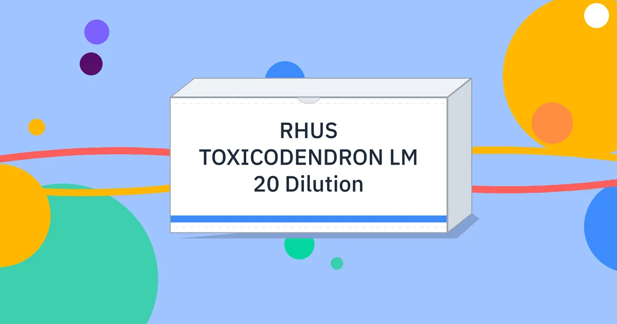 Symbolbild: Packung mit der Aufschrift RHUS TOXICODENDRON LM 20 Dilution (PZN 13053699) – Verfügbarkeit und Bezug in Apotheken in Frankfurt am Main