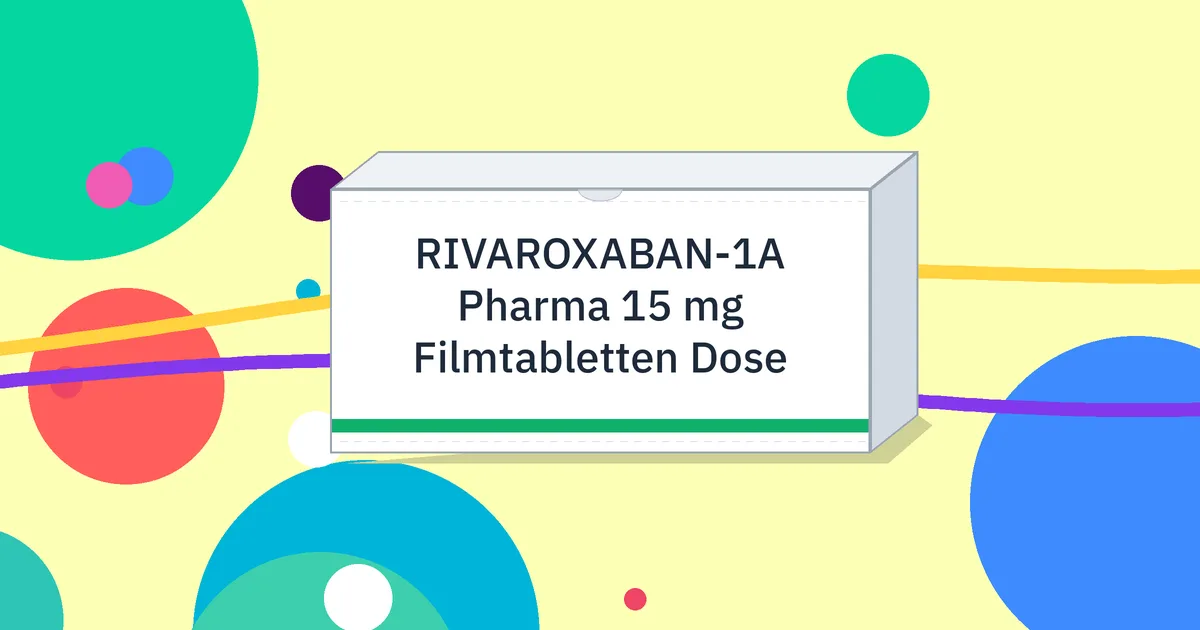 Symbolbild: Packung mit der Aufschrift RIVAROXABAN-1A Pharma 15 mg Filmtabletten Dose (PZN 18712787) – Verfügbarkeit und Bezug in Apotheken in Frankfurt am Main