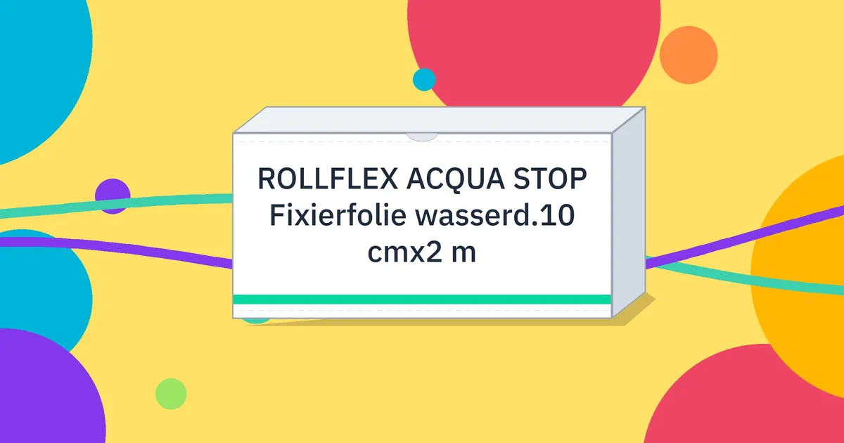 Symbolbild: Packung mit der Aufschrift ROLLFLEX ACQUA STOP Fixierfolie wasserd.10 cmx2 m (PZN 20128682) – Verfügbarkeit und Bezug in Apotheken in Frankfurt am Main