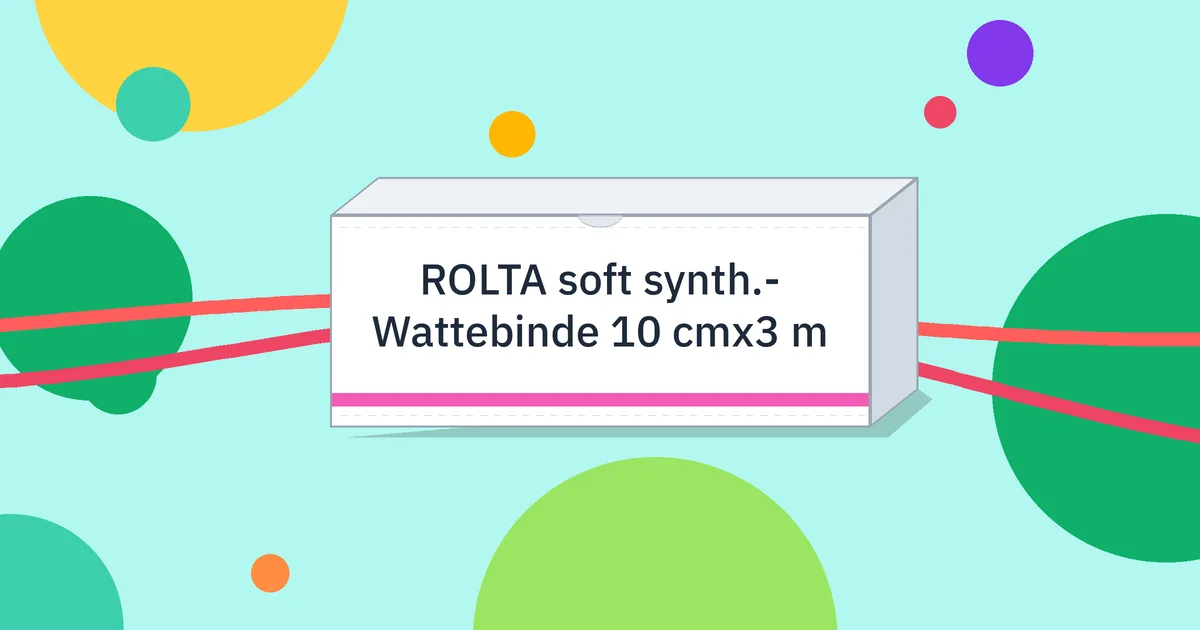 Symbolbild: Packung mit der Aufschrift ROLTA soft synth.-Wattebinde 10 cmx3 m (PZN 17627163) – Verfügbarkeit und Bezug in Apotheken in Frankfurt am Main