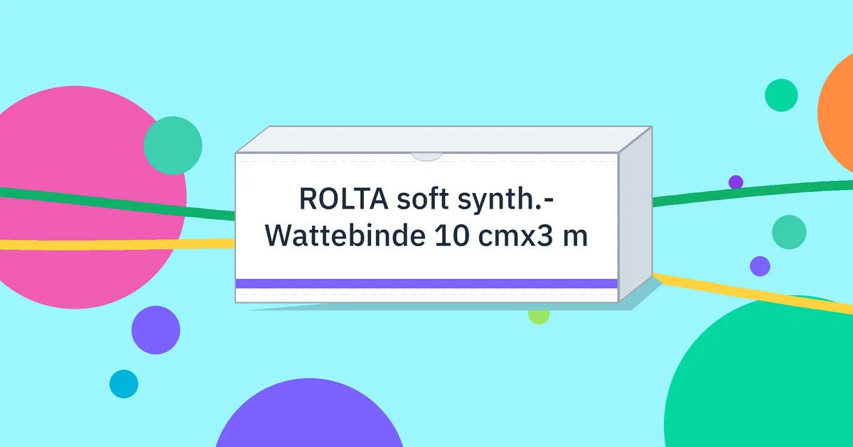 Symbolbild: Packung mit der Aufschrift ROLTA soft synth.-Wattebinde 10 cmx3 m (PZN 18231154) – Verfügbarkeit und Bezug in Apotheken in Frankfurt am Main