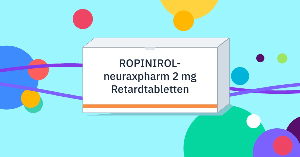 Symbolbild: Packung mit der Aufschrift ROPINIROL-neuraxpharm 2 mg Retardtabletten (PZN 09228644) – Verfügbarkeit und Bezug in Apotheken in Frankfurt am Main