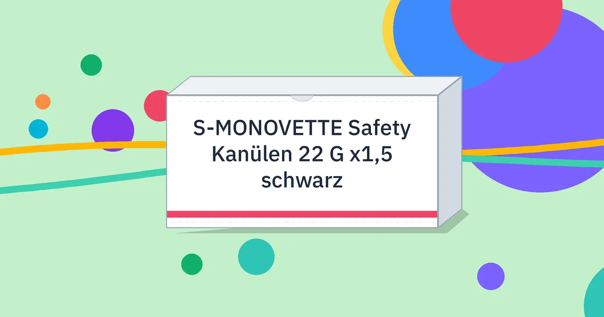 Symbolbild: Packung mit der Aufschrift S-MONOVETTE Safety Kanülen 22 G x1,5 schwarz (PZN 09619089) – Verfügbarkeit und Bezug in Apotheken in Frankfurt am Main