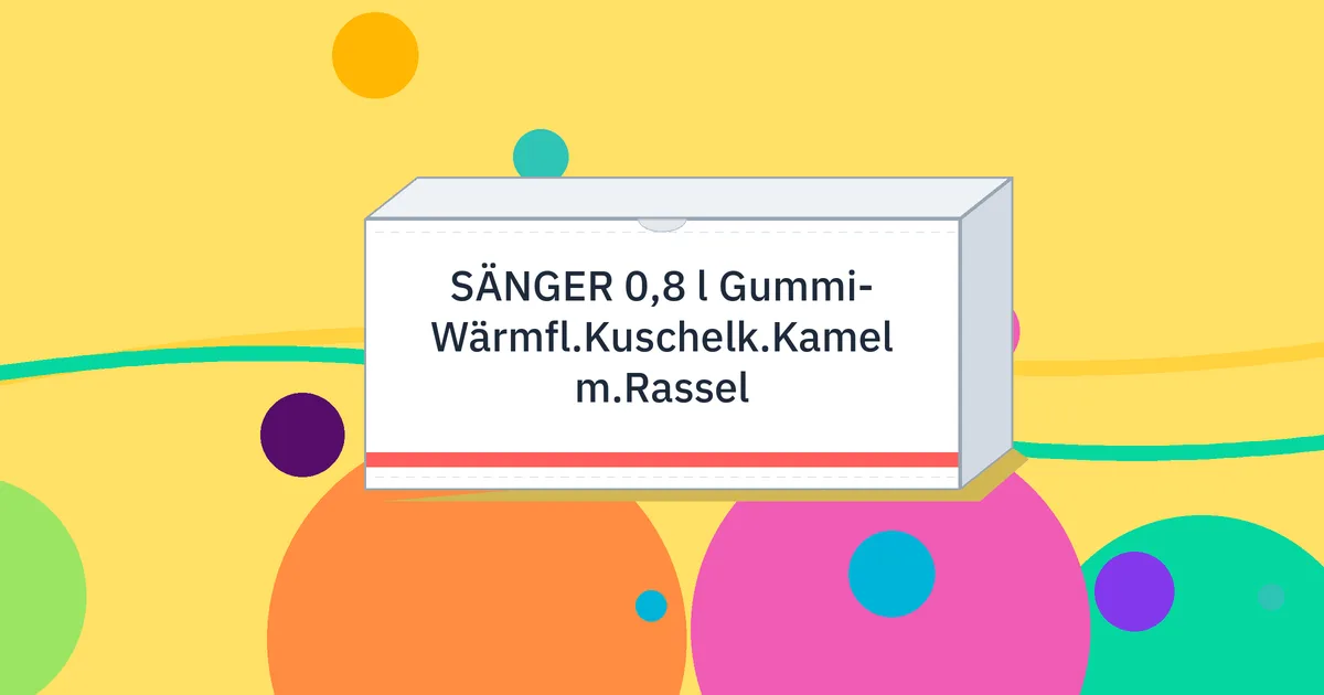 Symbolbild: Packung mit der Aufschrift SÄNGER 0,8 l Gummi-Wärmfl.Kuschelk.Kamel m.Rassel (PZN 04115786) – Verfügbarkeit und Bezug in Apotheken in Frankfurt am Main