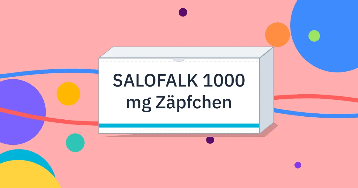 Symbolbild: Packung mit der Aufschrift SALOFALK 1000 mg Zäpfchen (PZN 19549579) – Verfügbarkeit und Bezug in Apotheken in Frankfurt am Main