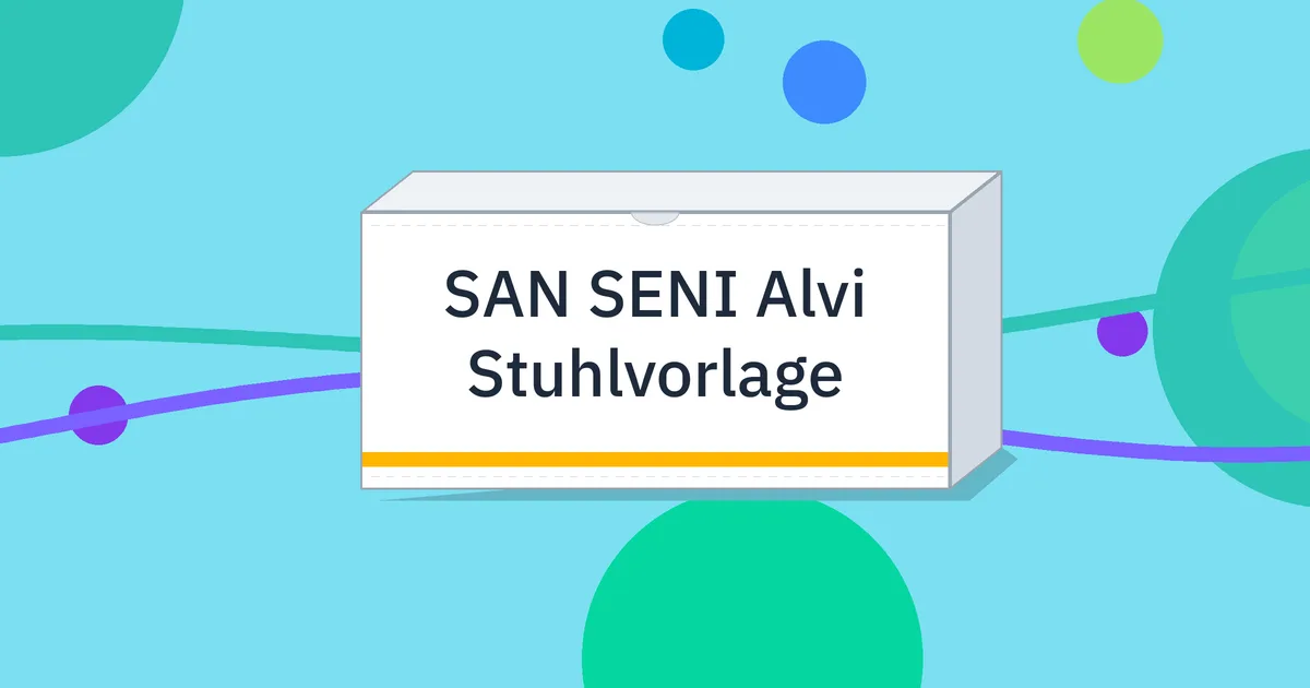 Symbolbild: Packung mit der Aufschrift SAN SENI Alvi Stuhlvorlage (PZN 08826567) – Verfügbarkeit und Bezug in Apotheken in Frankfurt am Main