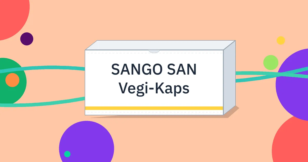 Symbolbild: Packung mit der Aufschrift SANGO SAN Vegi-Kaps (PZN 09278731) – Verfügbarkeit und Bezug in Apotheken in Frankfurt am Main