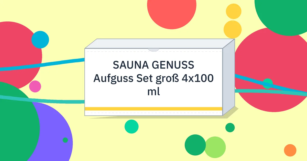 Symbolbild: Packung mit der Aufschrift SAUNA GENUSS Aufguss Set groß 4x100 ml (PZN 16898144) – Verfügbarkeit und Bezug in Apotheken in Frankfurt am Main