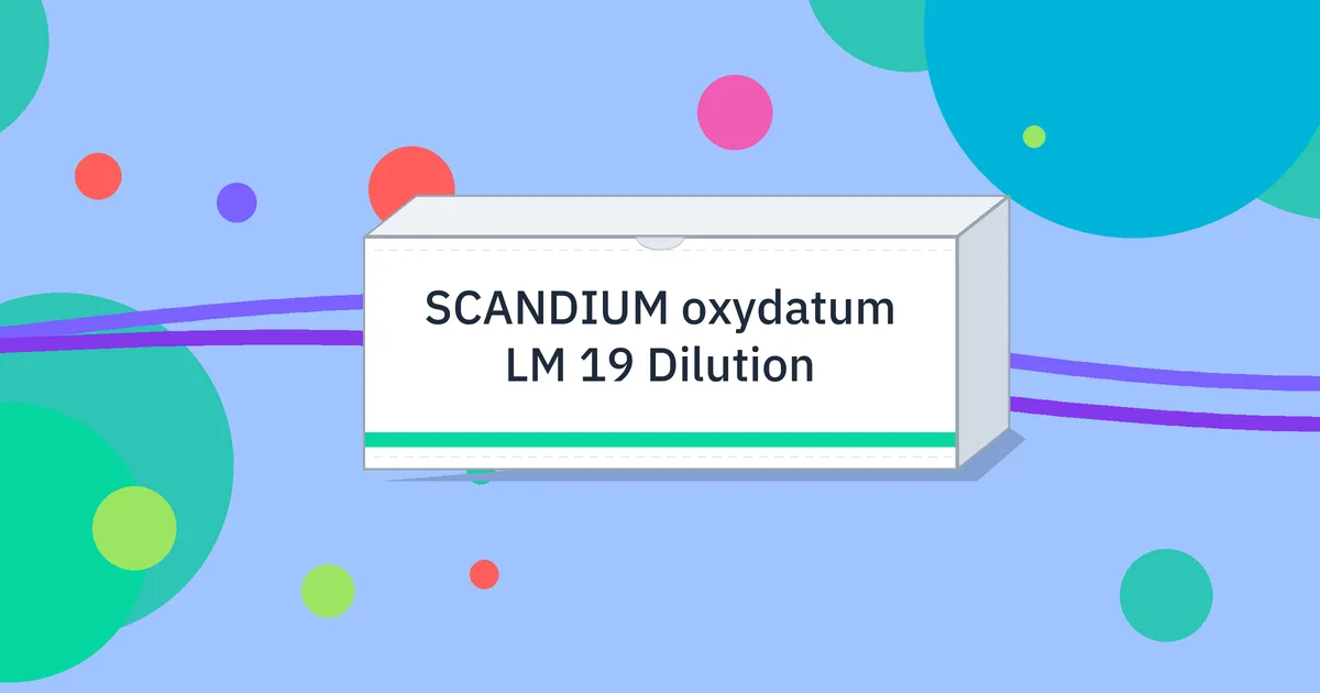 Symbolbild: Packung mit der Aufschrift SCANDIUM oxydatum LM 19 Dilution (PZN 13183628) – Verfügbarkeit und Bezug in Apotheken in Frankfurt am Main