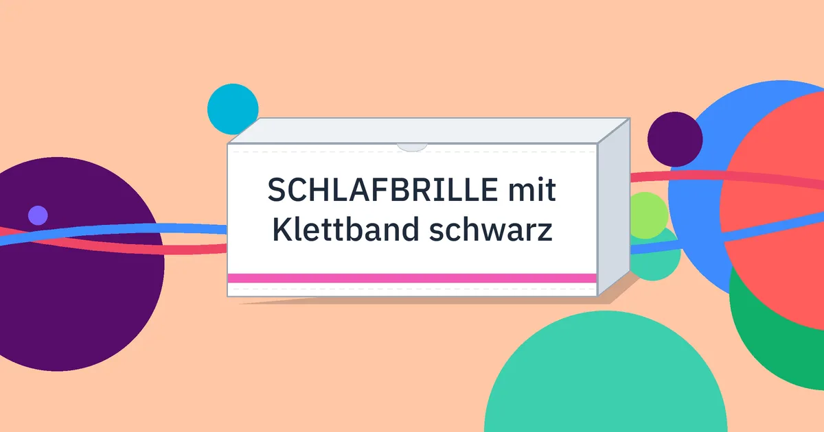 Symbolbild: Packung mit der Aufschrift SCHLAFBRILLE mit Klettband schwarz (PZN 01040237) – Verfügbarkeit und Bezug in Apotheken in Frankfurt am Main