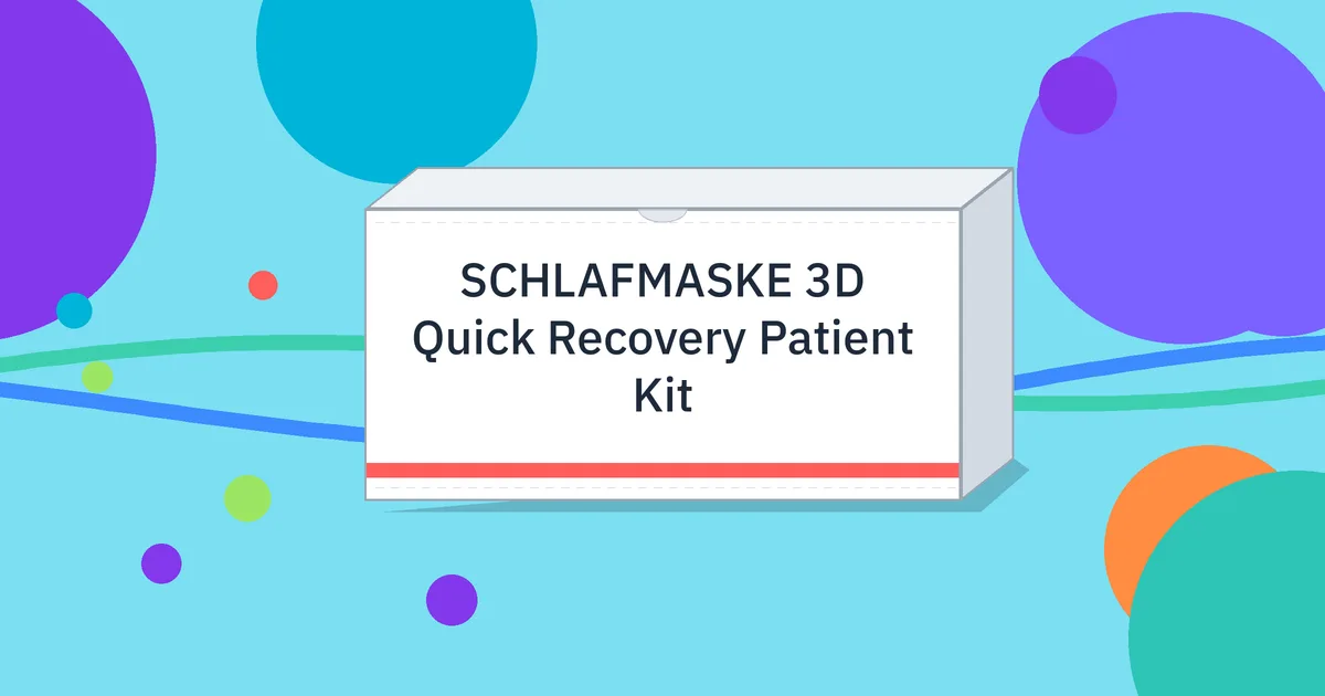 Symbolbild: Packung mit der Aufschrift SCHLAFMASKE 3D Quick Recovery Patient Kit (PZN 12670272) – Verfügbarkeit und Bezug in Apotheken in Frankfurt am Main
