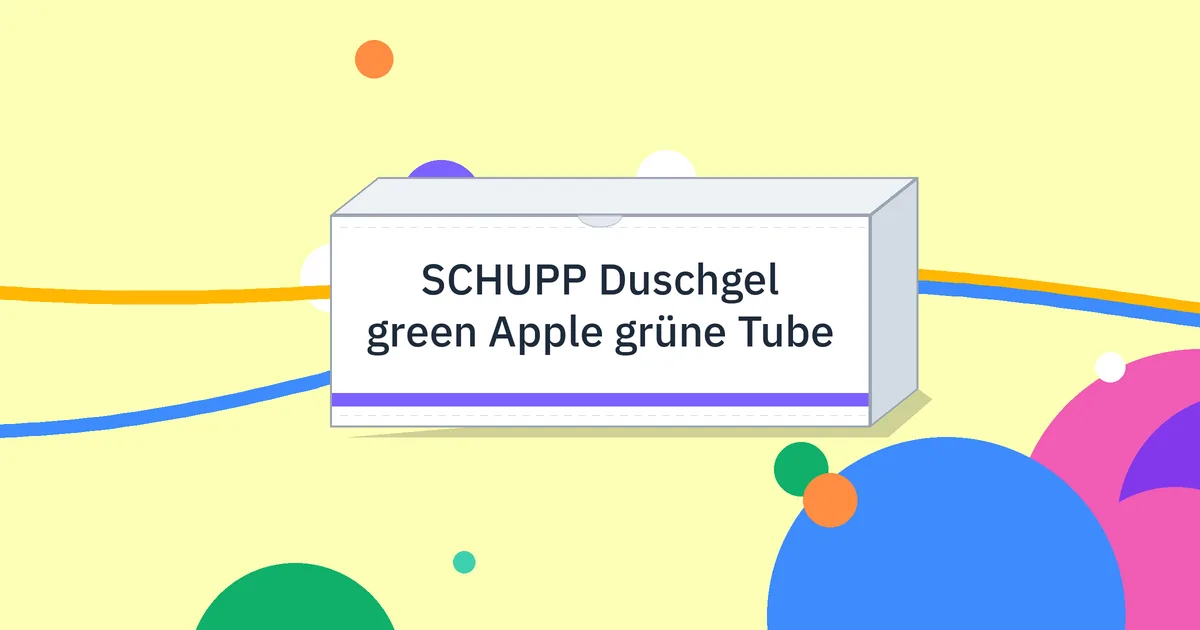 Symbolbild: Packung mit der Aufschrift SCHUPP Duschgel green Apple grüne Tube (PZN 16224782) – Verfügbarkeit und Bezug in Apotheken in Frankfurt am Main