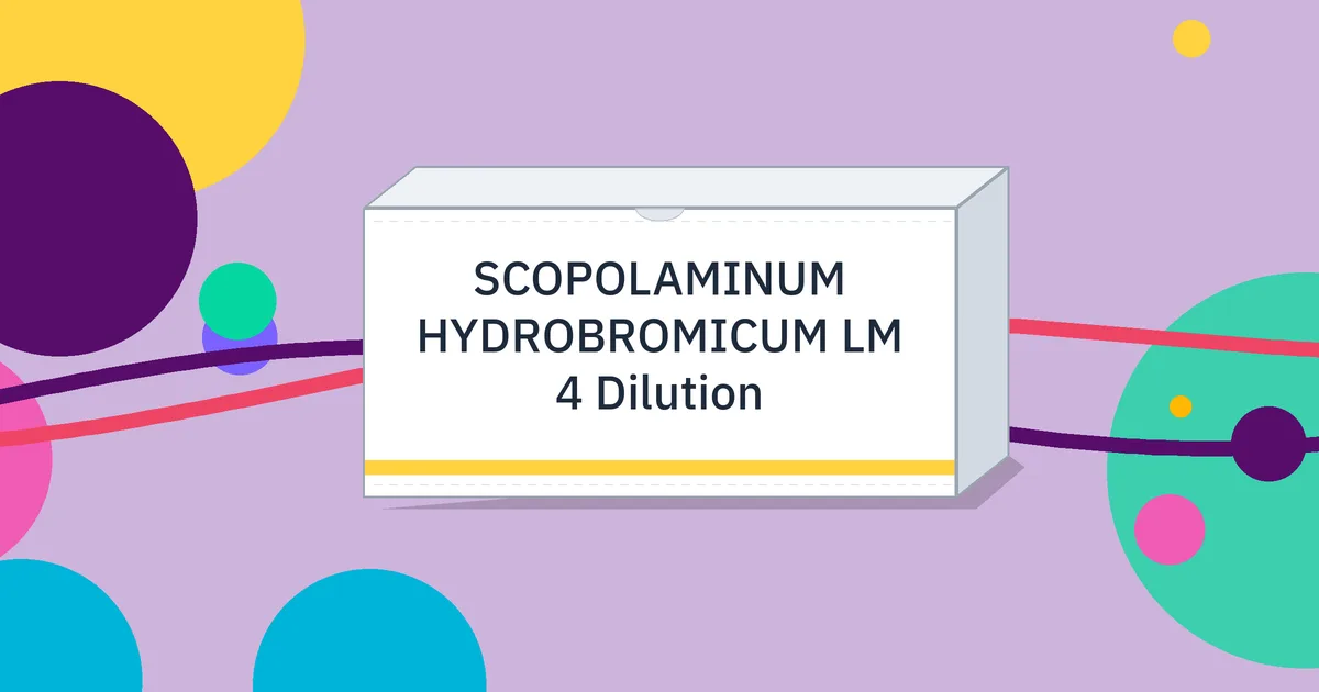 Symbolbild: Packung mit der Aufschrift SCOPOLAMINUM HYDROBROMICUM LM 4 Dilution (PZN 13690934) – Verfügbarkeit und Bezug in Apotheken in Frankfurt am Main