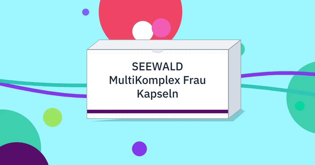 Symbolbild: Packung mit der Aufschrift SEEWALD MultiKomplex Frau Kapseln (PZN 19542672) – Verfügbarkeit und Bezug in Apotheken in Frankfurt am Main