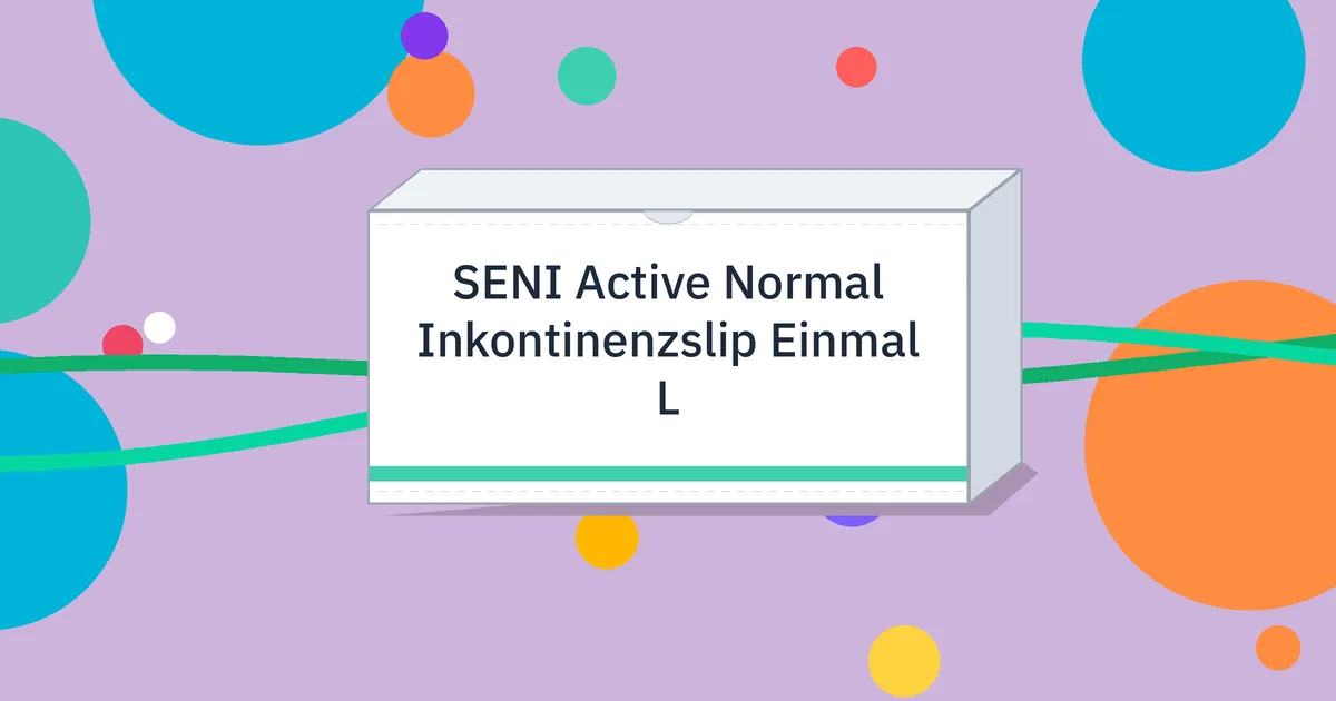 Symbolbild: Packung mit der Aufschrift SENI Active Normal Inkontinenzslip Einmal L (PZN 18012191) – Verfügbarkeit und Bezug in Apotheken in Frankfurt am Main