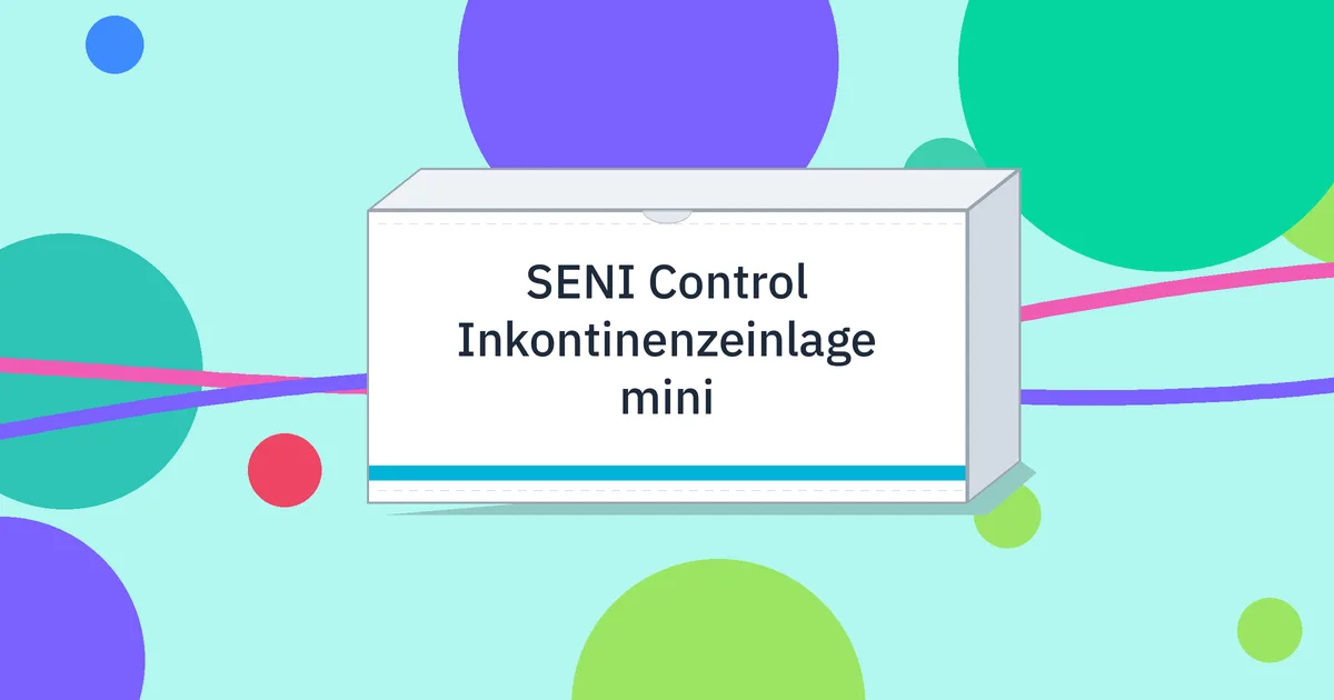 Symbolbild: Packung mit der Aufschrift SENI Control Inkontinenzeinlage mini (PZN 16697859) – Verfügbarkeit und Bezug in Apotheken in Frankfurt am Main