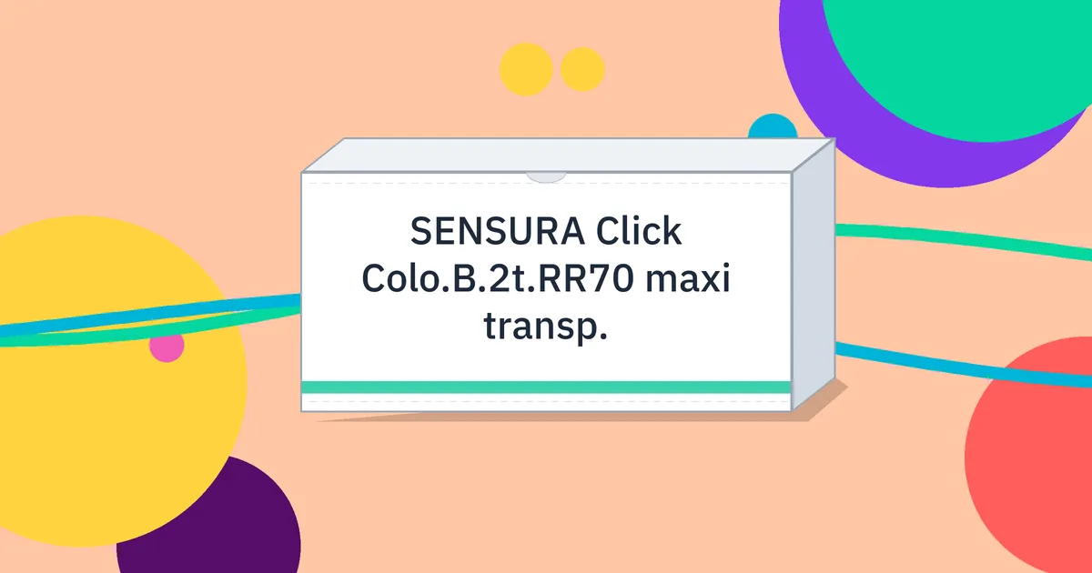 Symbolbild: Packung mit der Aufschrift SENSURA Click Colo.B.2t.RR70 maxi transp. (PZN 03065514) – Verfügbarkeit und Bezug in Apotheken in Frankfurt am Main