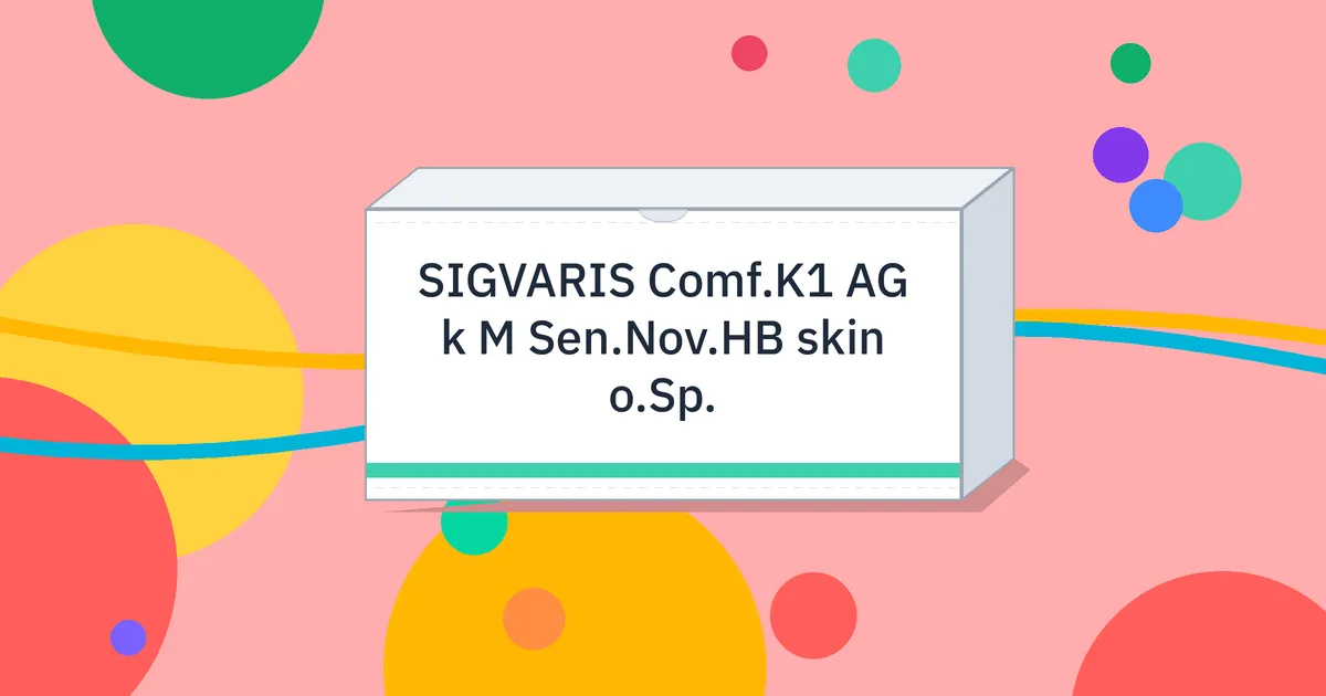 Symbolbild: Packung mit der Aufschrift SIGVARIS Comf.K1 AG k M Sen.Nov.HB skin o.Sp. (PZN 17102182) – Verfügbarkeit und Bezug in Apotheken in Frankfurt am Main