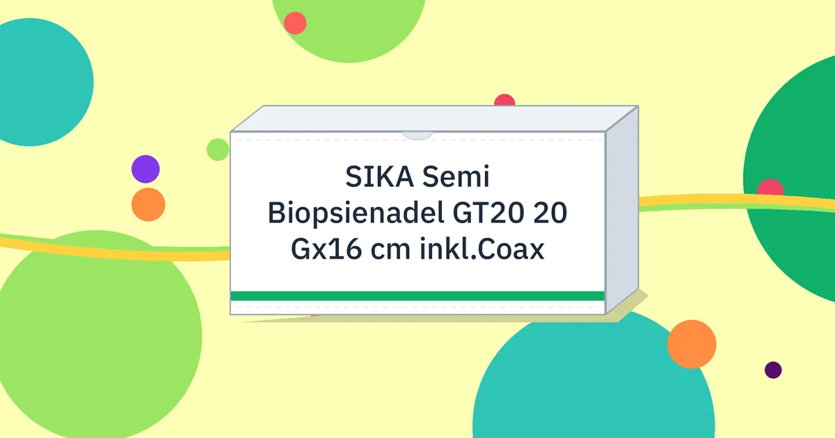 Symbolbild: Packung mit der Aufschrift SIKA Semi Biopsienadel GT20 20 Gx16 cm inkl.Coax (PZN 20278789) – Verfügbarkeit und Bezug in Apotheken in Frankfurt am Main