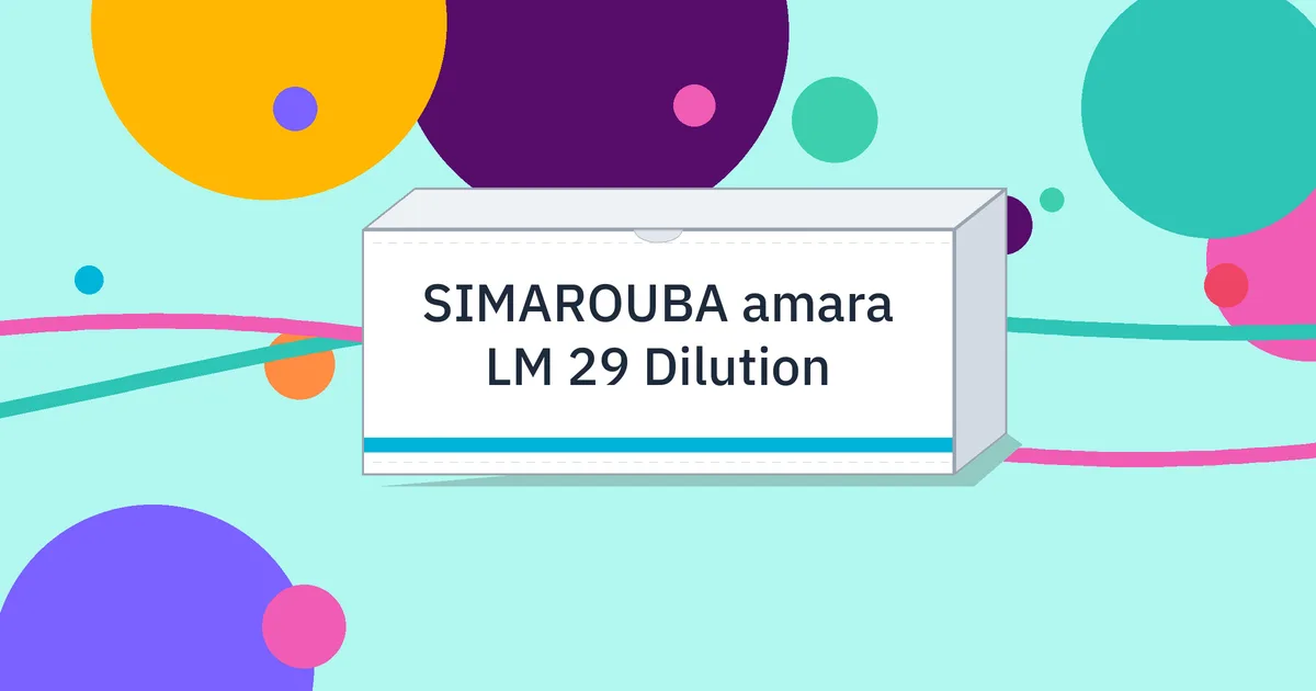 Symbolbild: Packung mit der Aufschrift SIMAROUBA amara LM 29 Dilution (PZN 13680373) – Verfügbarkeit und Bezug in Apotheken in Frankfurt am Main