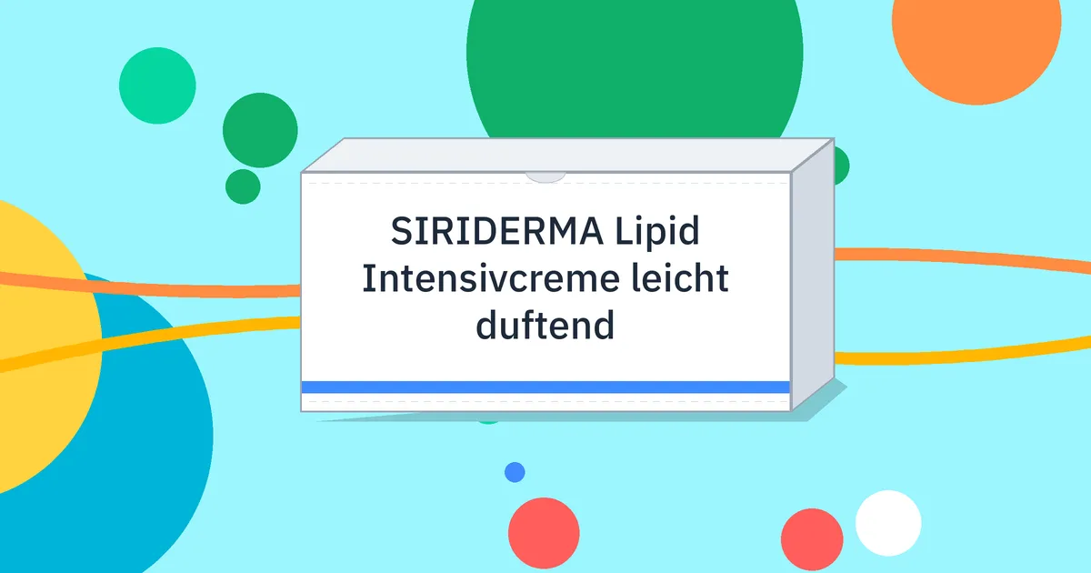Symbolbild: Packung mit der Aufschrift SIRIDERMA Lipid Intensivcreme leicht duftend (PZN 18407541) – Verfügbarkeit und Bezug in Apotheken in Frankfurt am Main