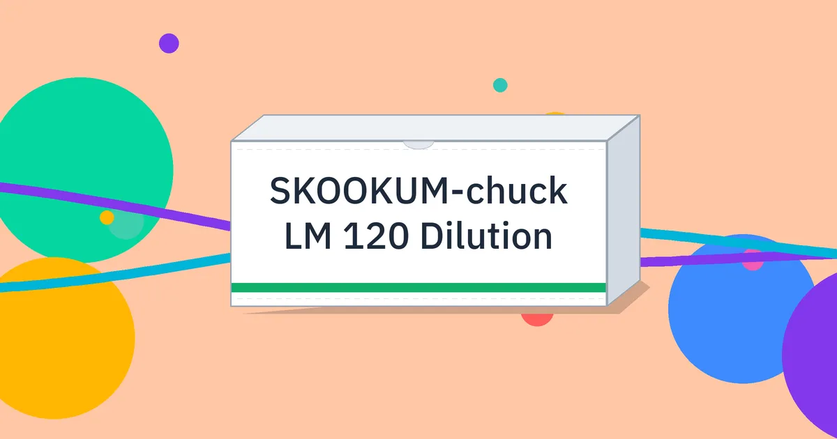 Symbolbild: Packung mit der Aufschrift SKOOKUM-chuck LM 120 Dilution (PZN 13191869) – Verfügbarkeit und Bezug in Apotheken in Frankfurt am Main